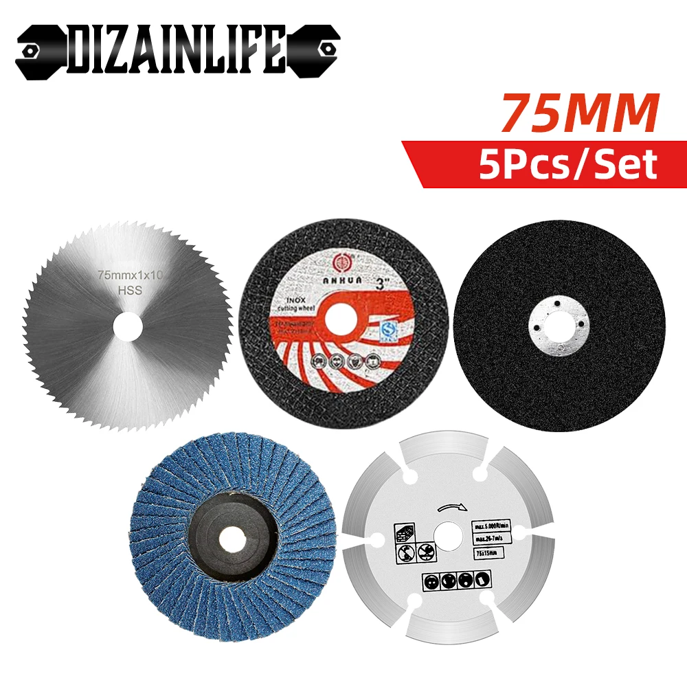 5pcs-Set-75mm-Cutting-Disc-3Inch-Grinding-Wheel-Metal-Woodworking-Stone ...