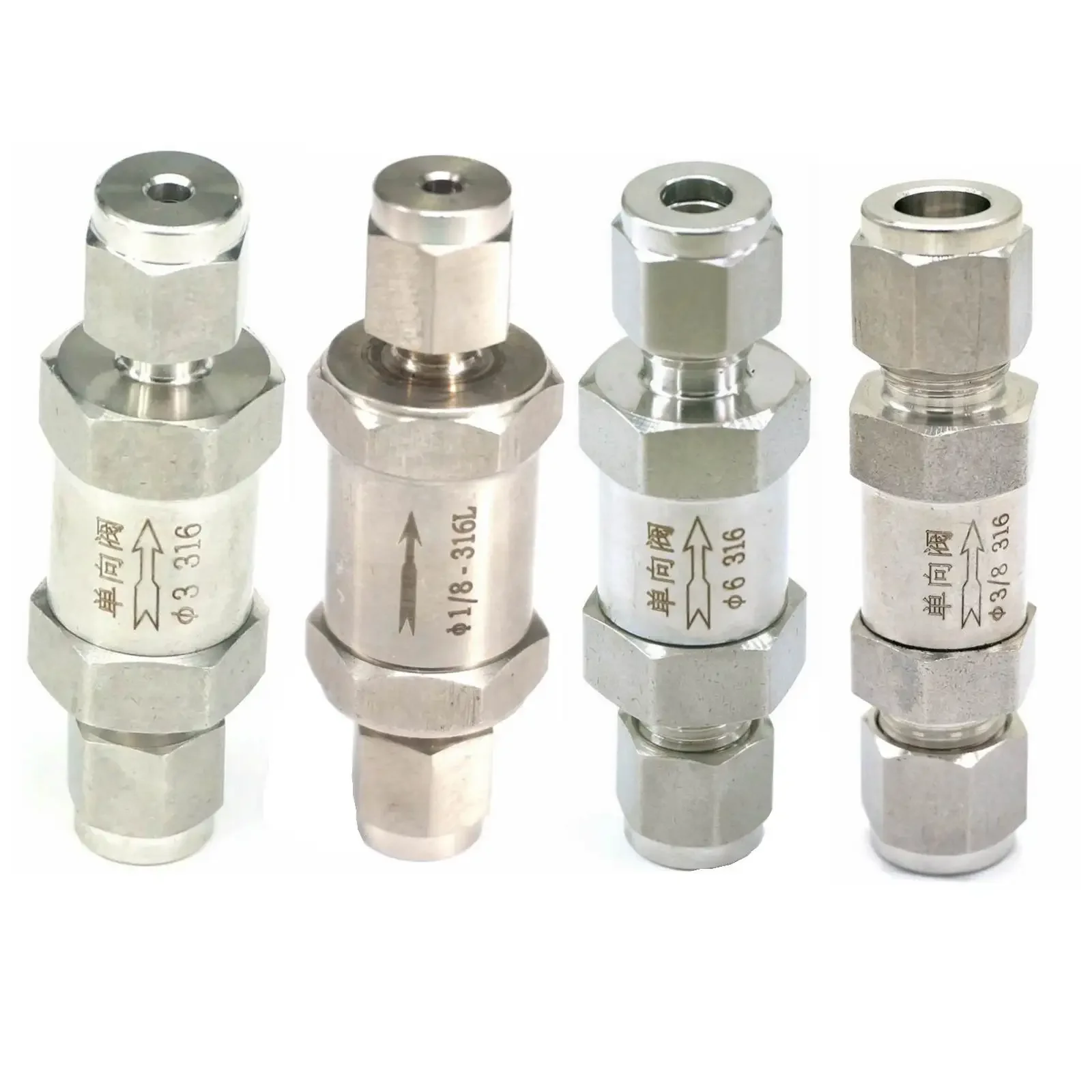 Fit Tube OD 1/8"- 1/2" 3-16mm 316 Stainless Steel One Way Valve Non ...