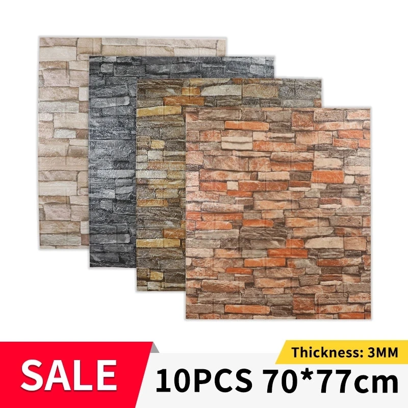 10 Pcs 3d Brick Wall Stickers | 3d Wall Stickers Living Room ...