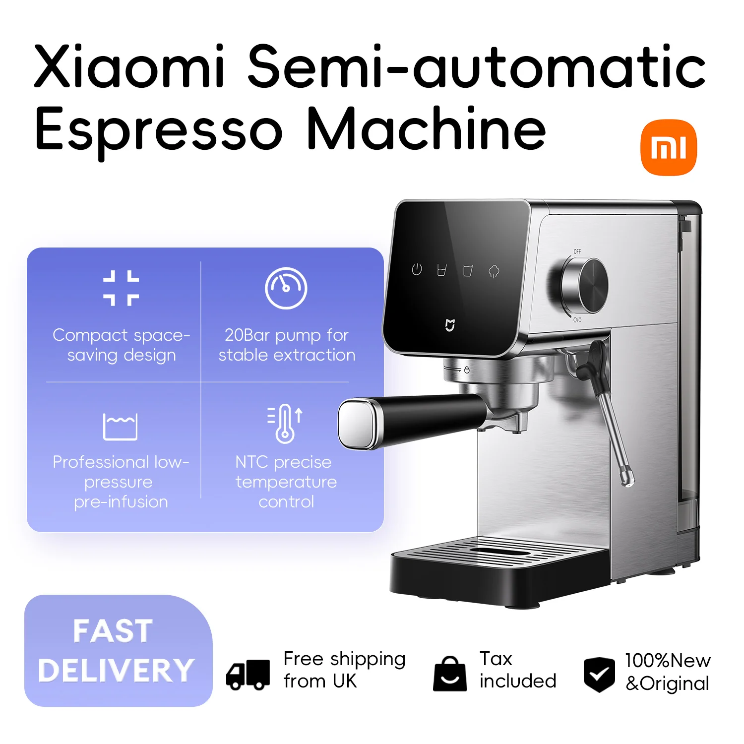 Xiaomi Semi-automatic Espresso Machine Compact Design Low-pressure Pre ...