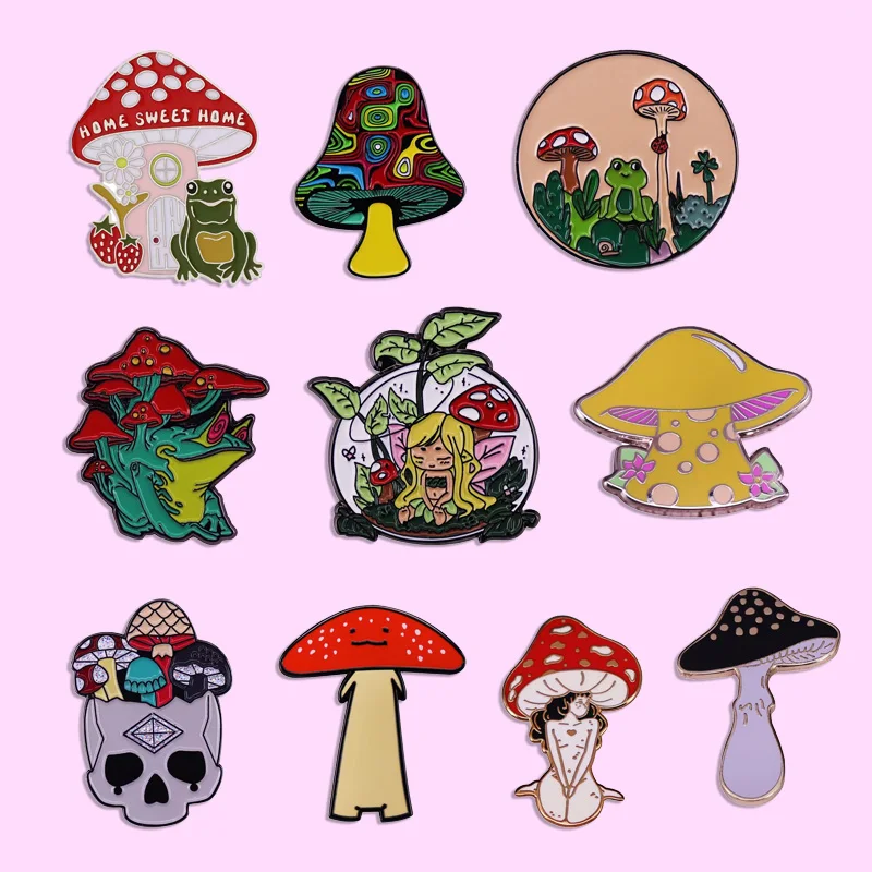 Desenhos-animados-Bonito-Cogumelo-Esmalte-Pin-Engra-ado-Animal-Planta ...