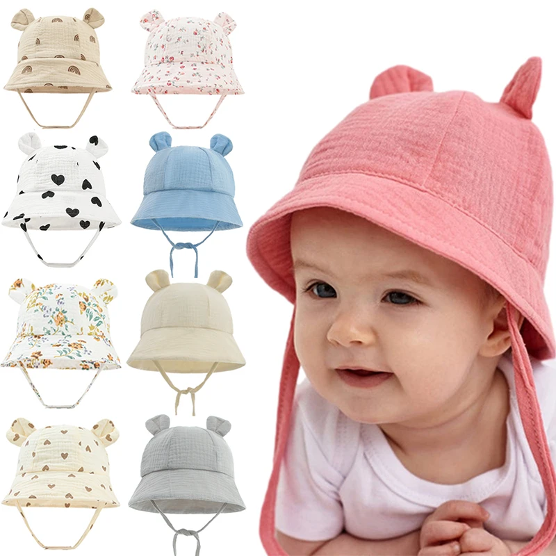 Muslin-Newborn-Baby-Hat-Summer-Infant-Bucket-Hats-for-Girls-Boys-Cute ...