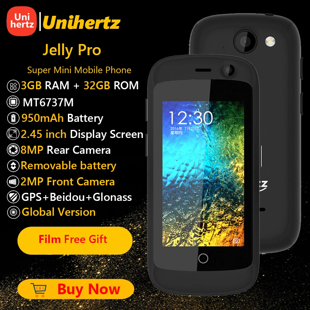 Unihertz Jelly Pro Super Mini 4g Smartphone Quad Core 3gb 32gb Android 8.1 Unlocked Mobile Phone ...
