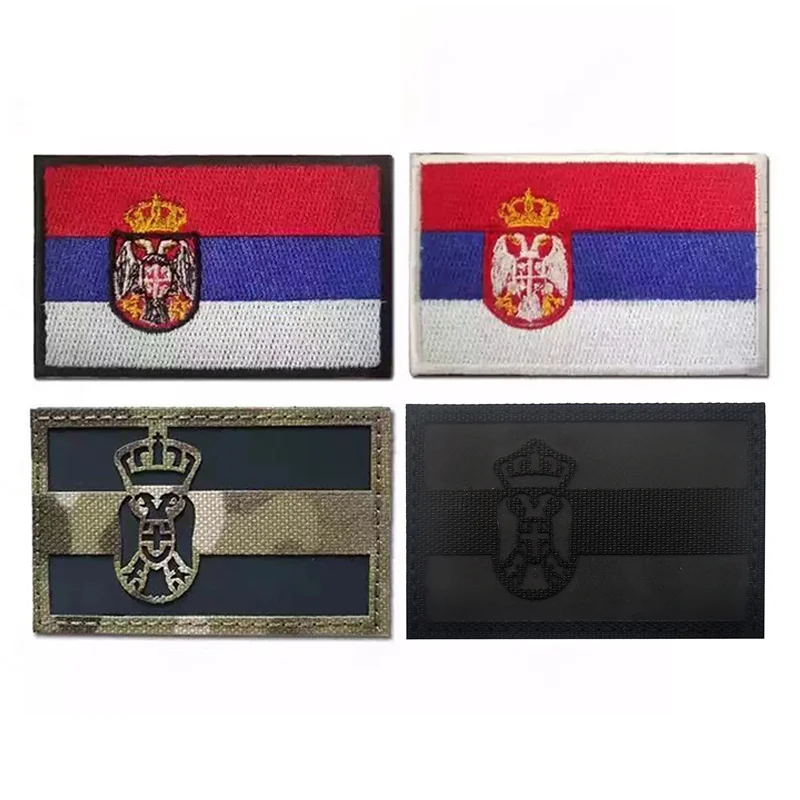 Serbian Flag Serbia Armband Embroidered IR Multicam Patch Hook & Loop Embroidery Badges Cloth ...