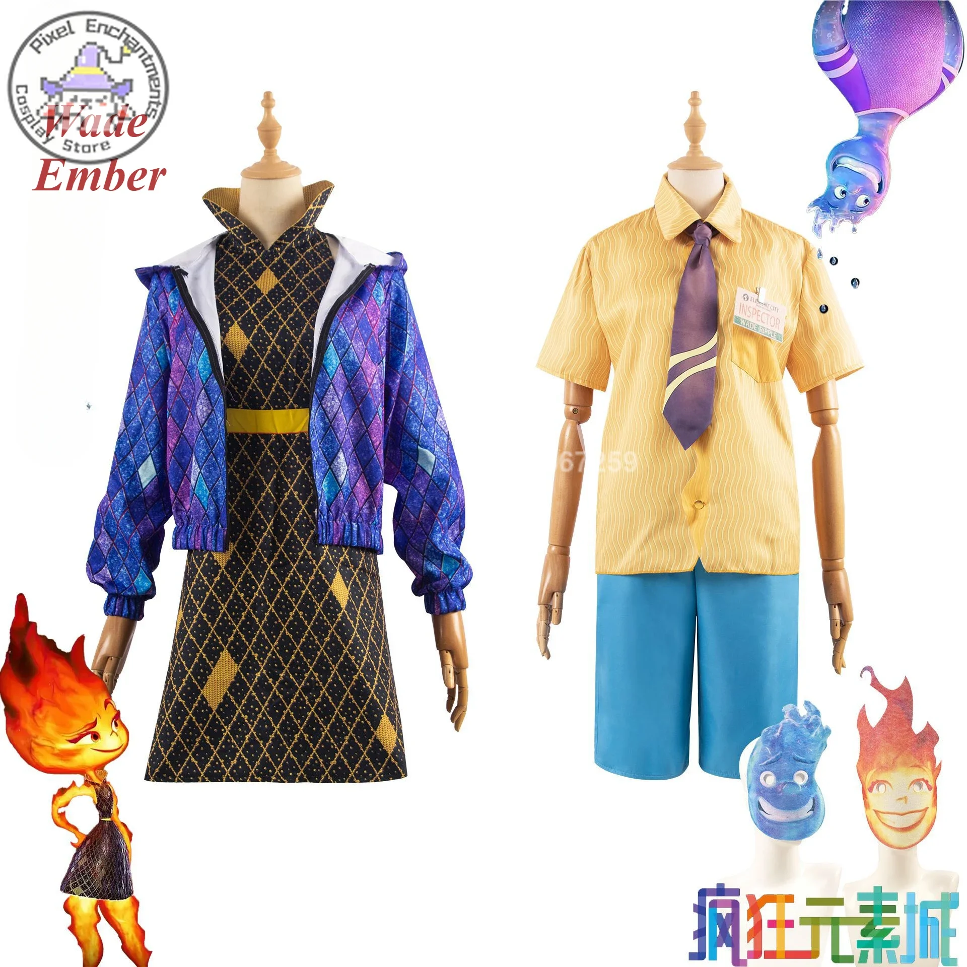 Elemental-Anime-Ember-Lumen-Wade-Ripple-Cosplay-Costume-Water-Fire ...