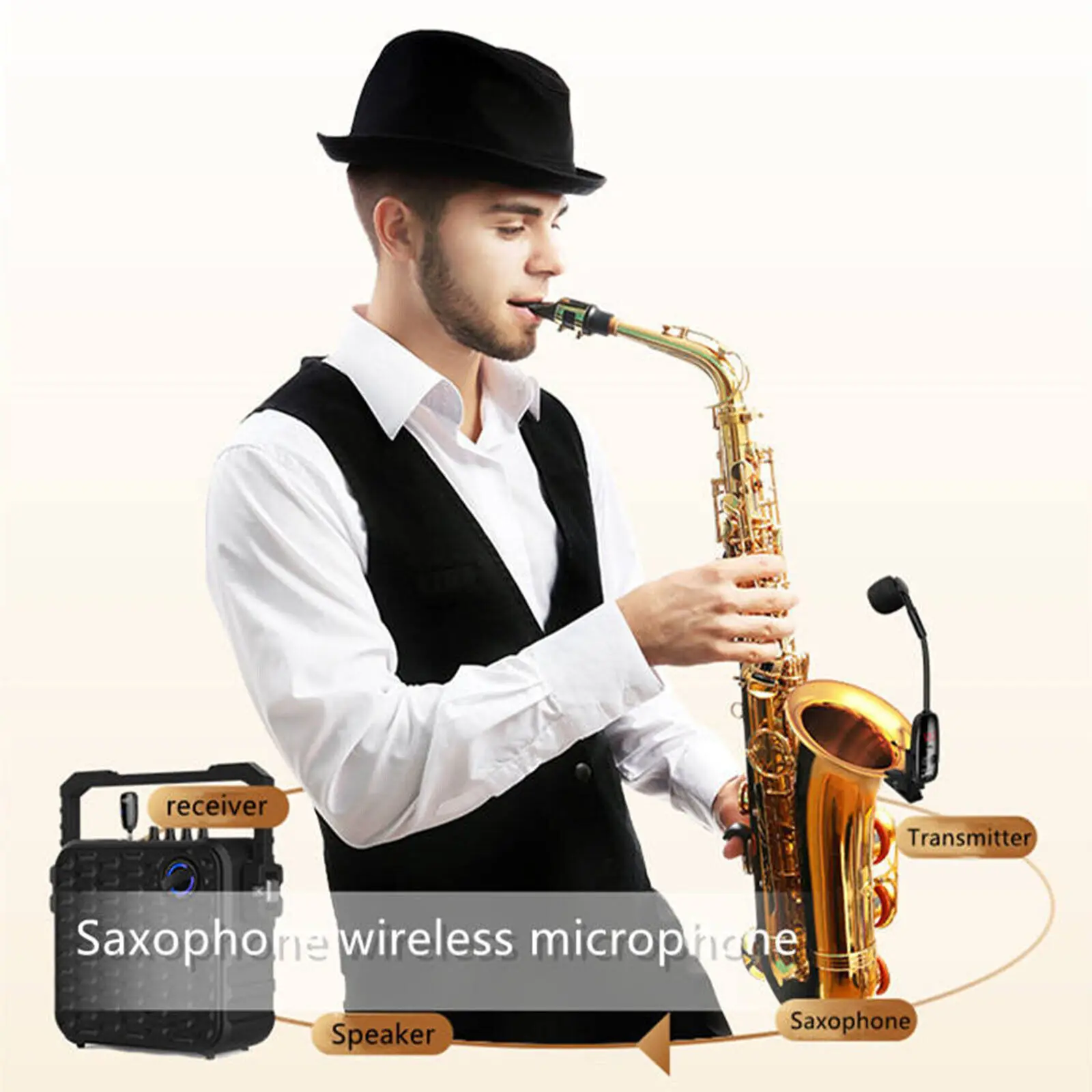 UHF-Wireless-Saxofone-Microfone-Sistema-Clip-On-Instrumentos-Musicais ...