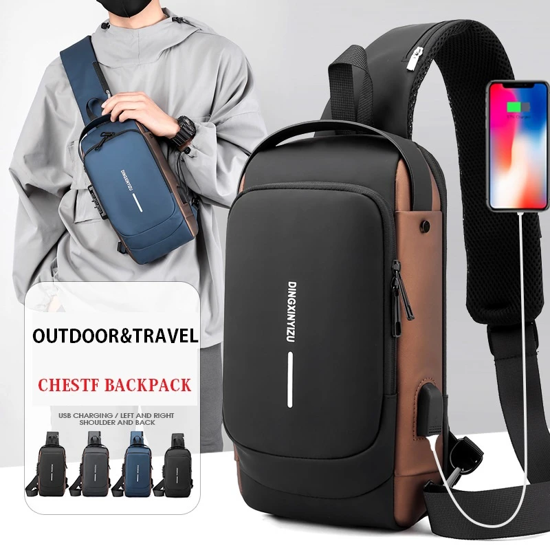 Mochila de pecho antirrobo Para Hombre, morral Masculino con carga USB ...