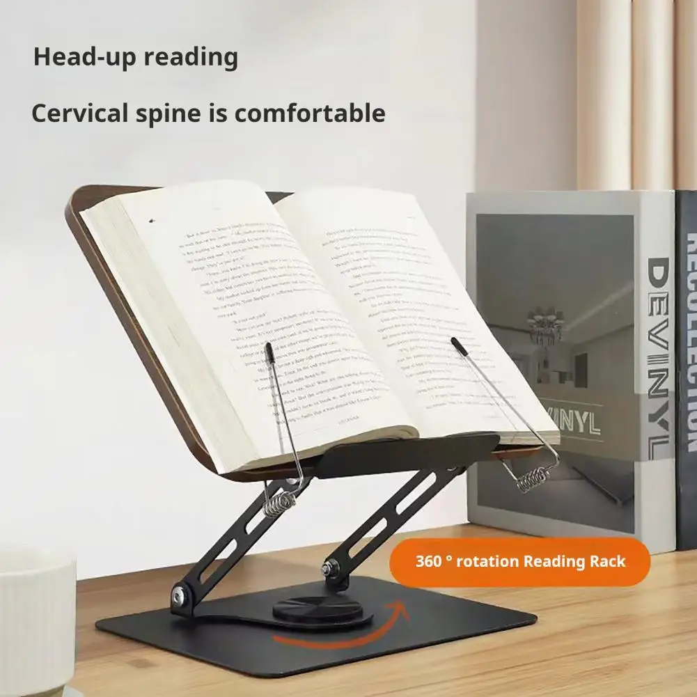 Ergonomic-Reading-Stand-Adjustable-Wooden-Book-Holder-with-360-Swivel ...