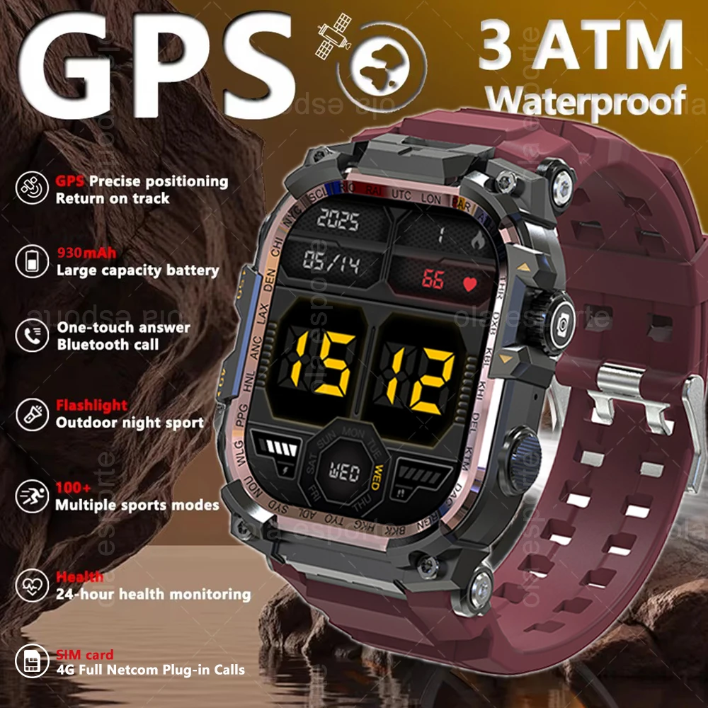 For Android Smart Watch HD AMOLED Screen GPS Compass Tracker 4G SIM ...