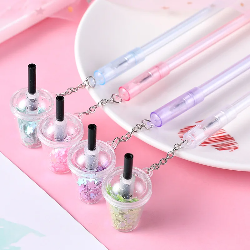 1 Pcs Kawaii Mini Bubble Tea Bottle Pendant Gel Pens Signature Pens ...