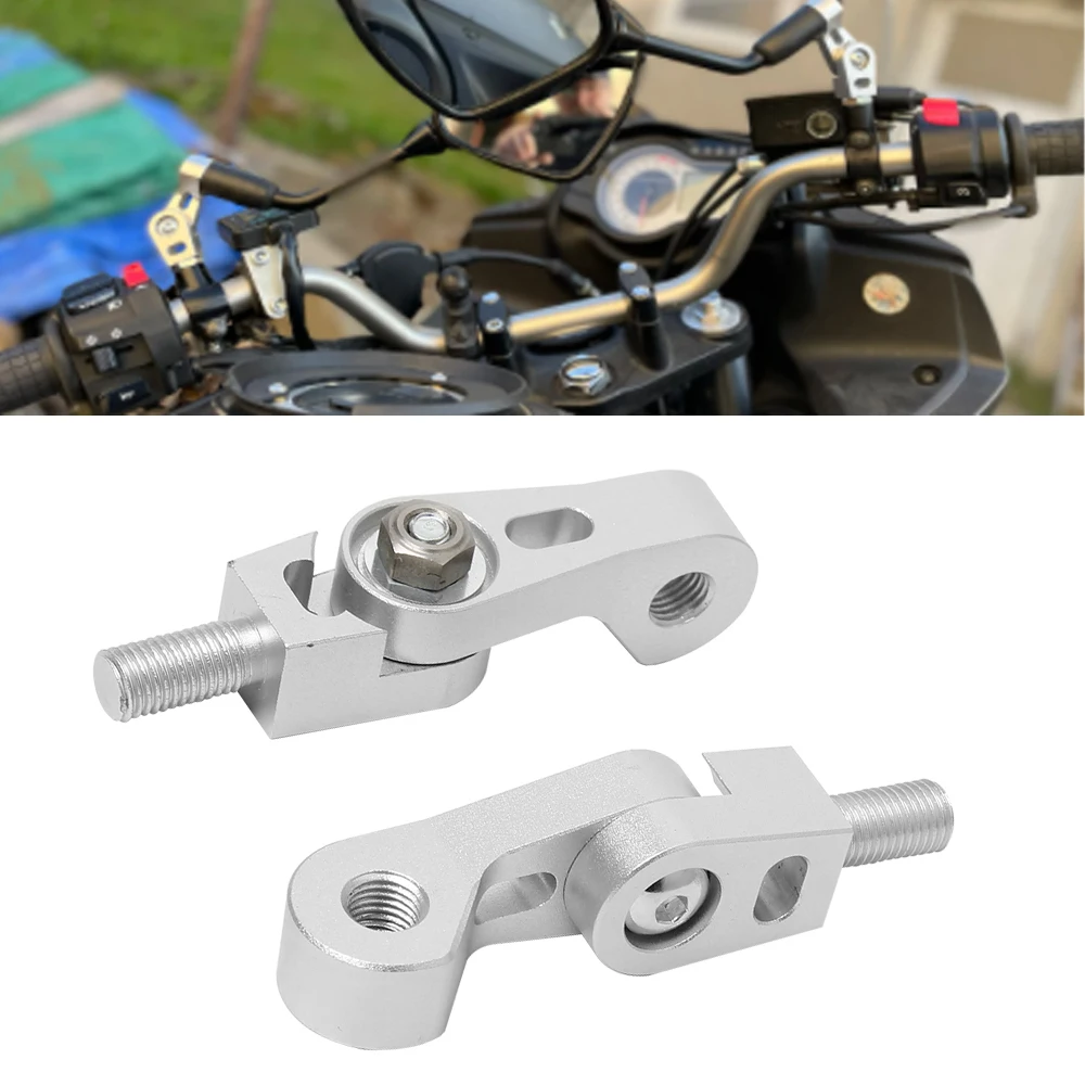 Motorcycle Siver M10 x 1.25 Folding Rear View Mirror Extensions For ...