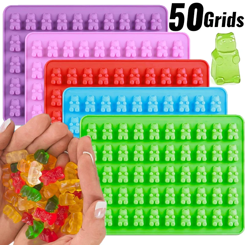 50-Grids-Gummy-Bear-Silicone-Mold-with-Dropper-Cute-Bears-Jelly-Mould ...