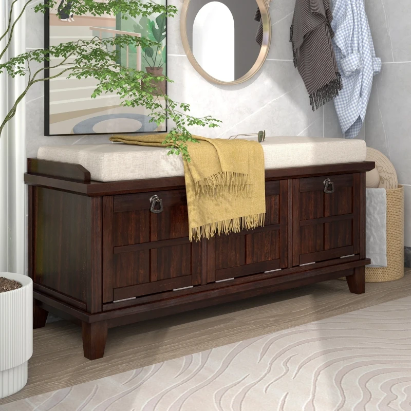 Cratebarrel Wood Entryway Benches With Storage