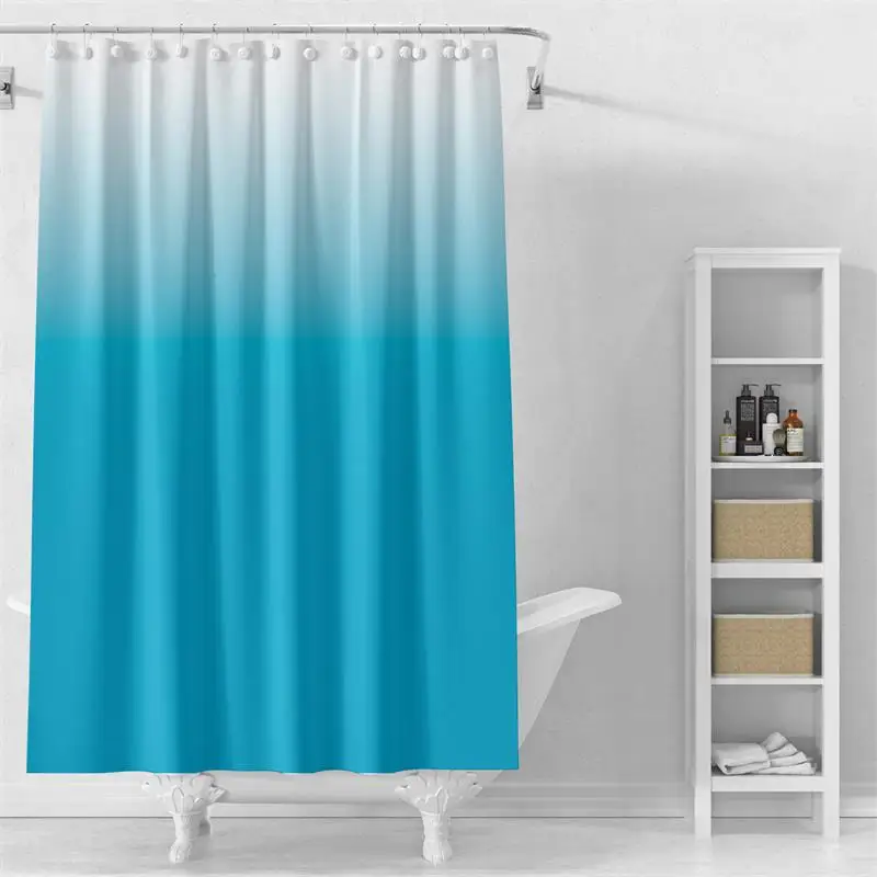 Fashion-Plain-Color-Gradient-Shower-Curtain-Waterproof-Mildew-Proof-And ...