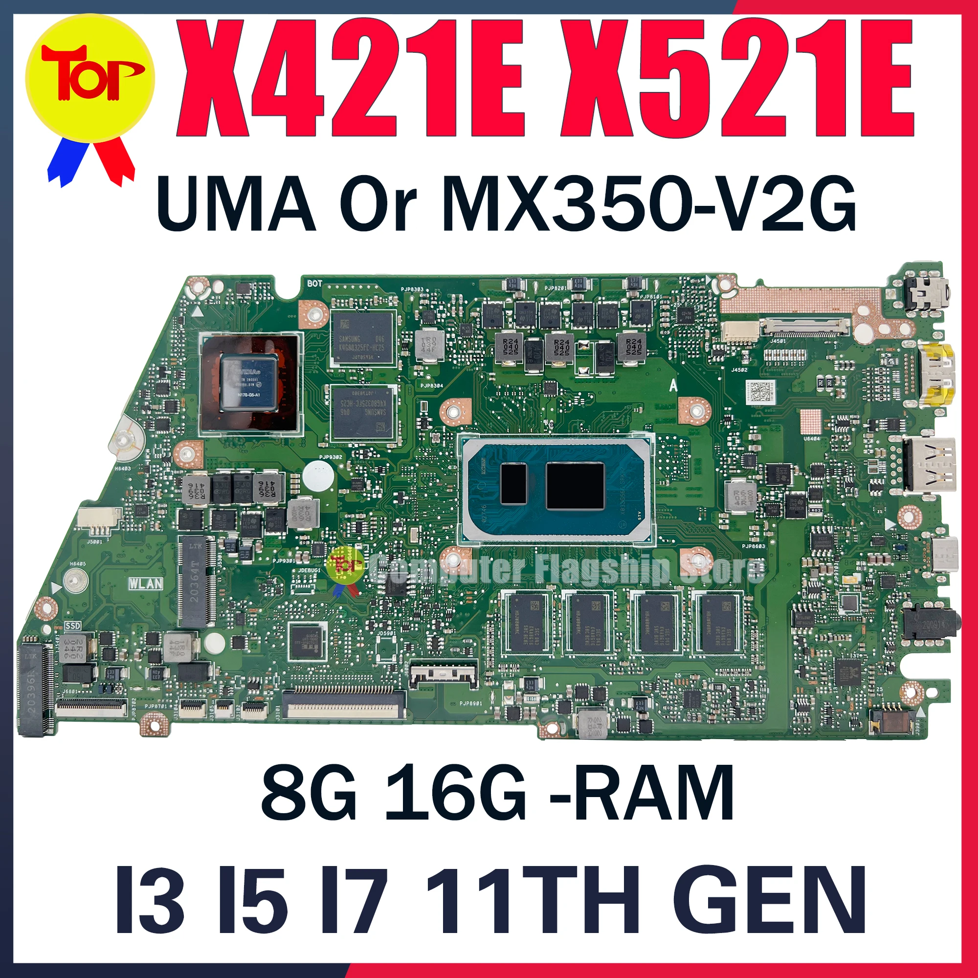 X421E Laptop Motherboard For ASUS S15 S533EA S533EQ S433E K413E X413 X421EA X521E X521EA X421EAY ...