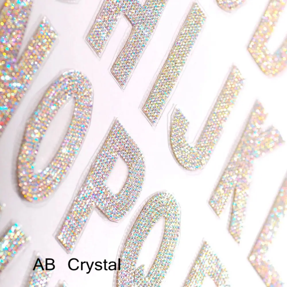 A-Z Capital Alphabet Rhinestone Letter Patches Iron on Hotfix Glass ...