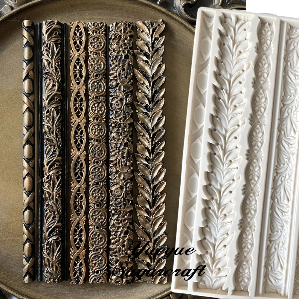 Border Relief Silicone Epoxy Resin Plaster Mould cake mold fondant ...