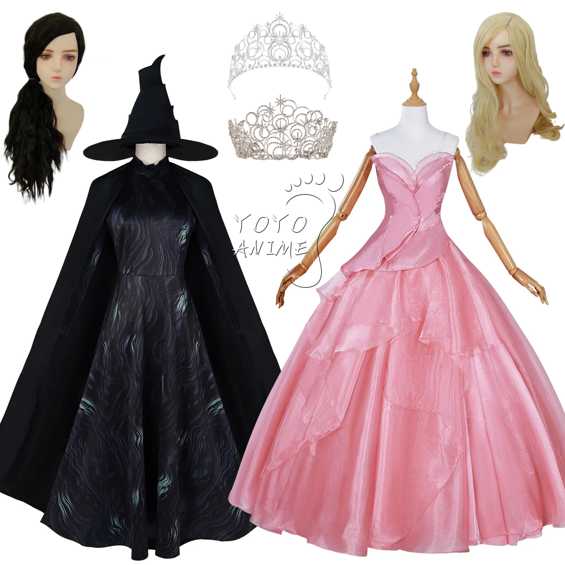 Wicked Glinda Elphaba Cosplay Costume Glinda Pink Princess Dress Witch ...