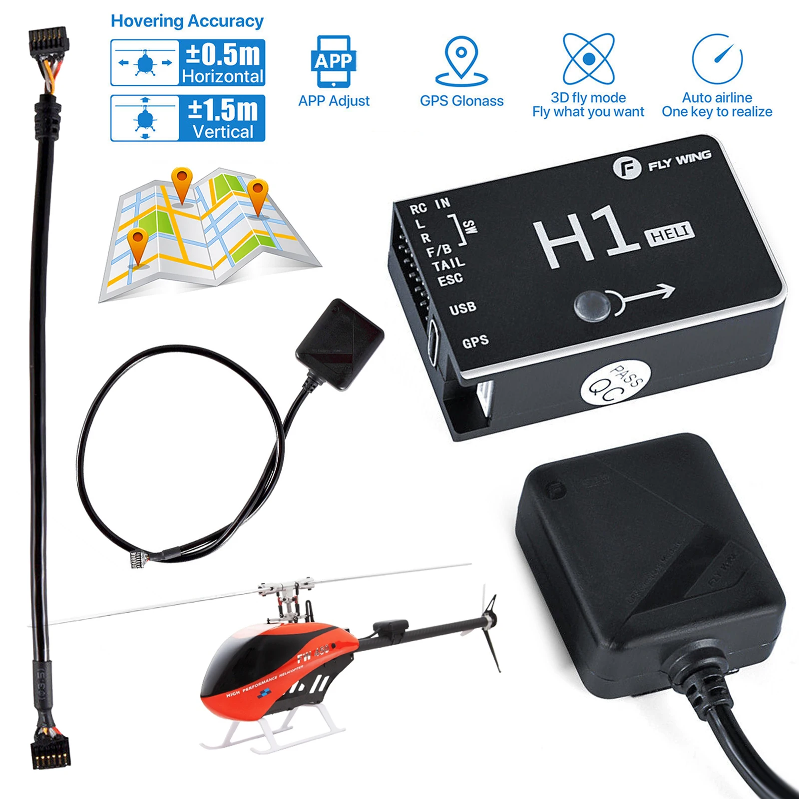 Flywing-H1-Helicopter-Flight-Controller-GPS-3D-Flybarless-Gyro-System ...