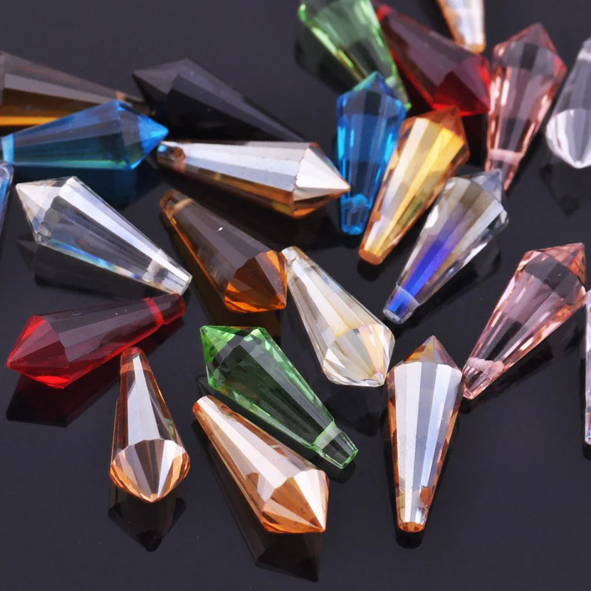 10pcs-8x20mm-Teardrop-Bicone-Prism-Faceted-Crystal-Glass-Loose-Crafts ...