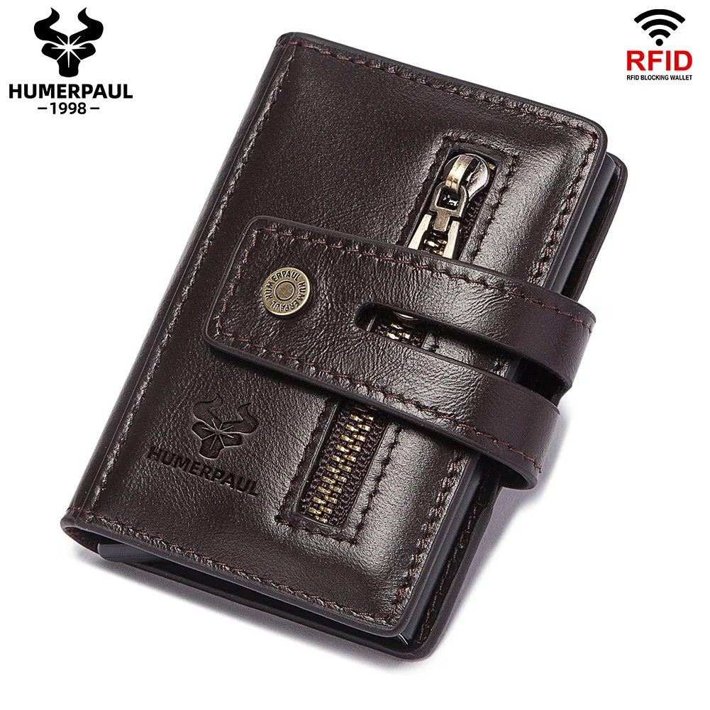 HUMERPAUL-Slim-Wallet-with-Coin-Compartment-RFID-Protection-Men-Genuine ...