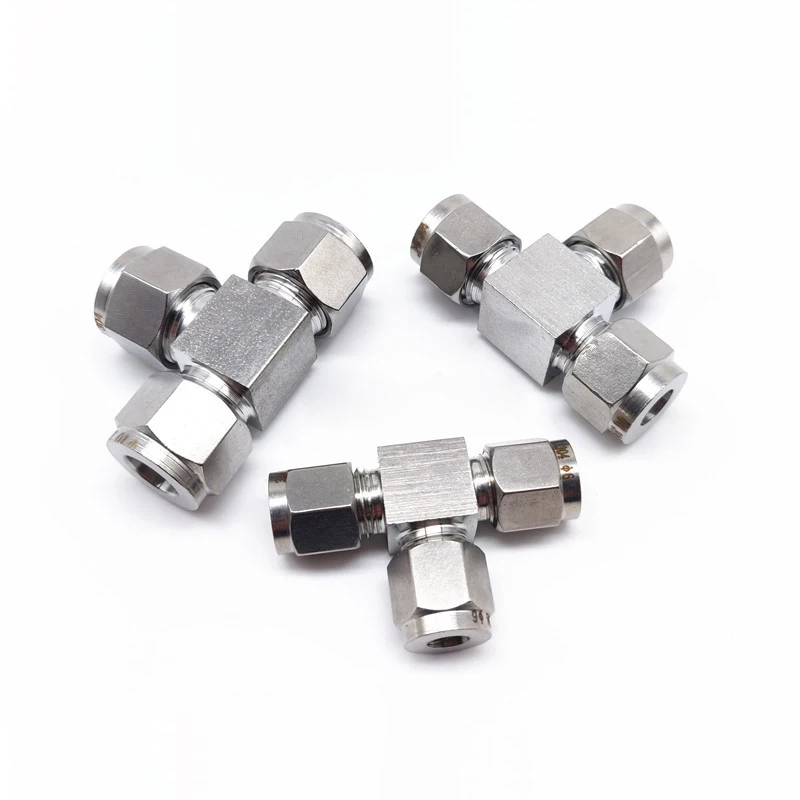 304 Stainless Steel Double Ferrule Equalt tee 6mm 8mm 10mm 12mm Tube ...