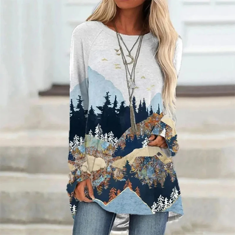 Scenery-Painting-T-Shirts-3D-Print-Women-Fashion-Retro-Long-Sleeve-T-Shirt-Oversized-Streetwear ...