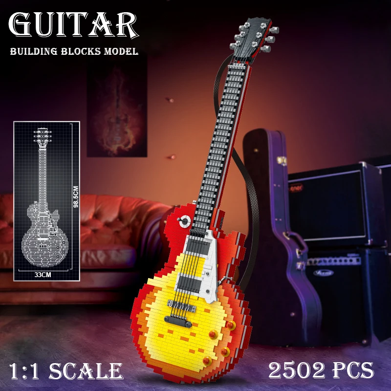MOC-Technical-1-1-Scale-Electric-Guitar-Model-Building-Blocks-2502-PCS-Assembly-Musical ...