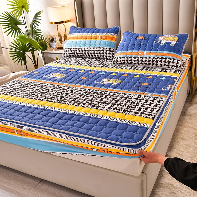 1piece-Thick-Quilted-sheets-for-bed-adjustable-elastic-mattress-cover ...