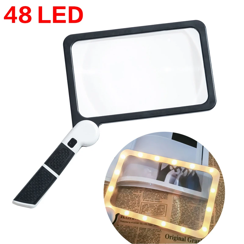 Lupa-quadrada-handheld-com-16-luzes-quentes-do-diodo-emissor-de-luz-e ...