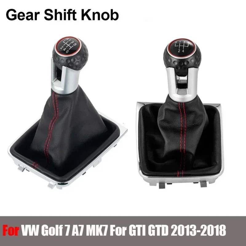 Leather Gear Shift Knob for VW Golf 7 A7 MK7 GTI GTD 5/6 Speed Level ...