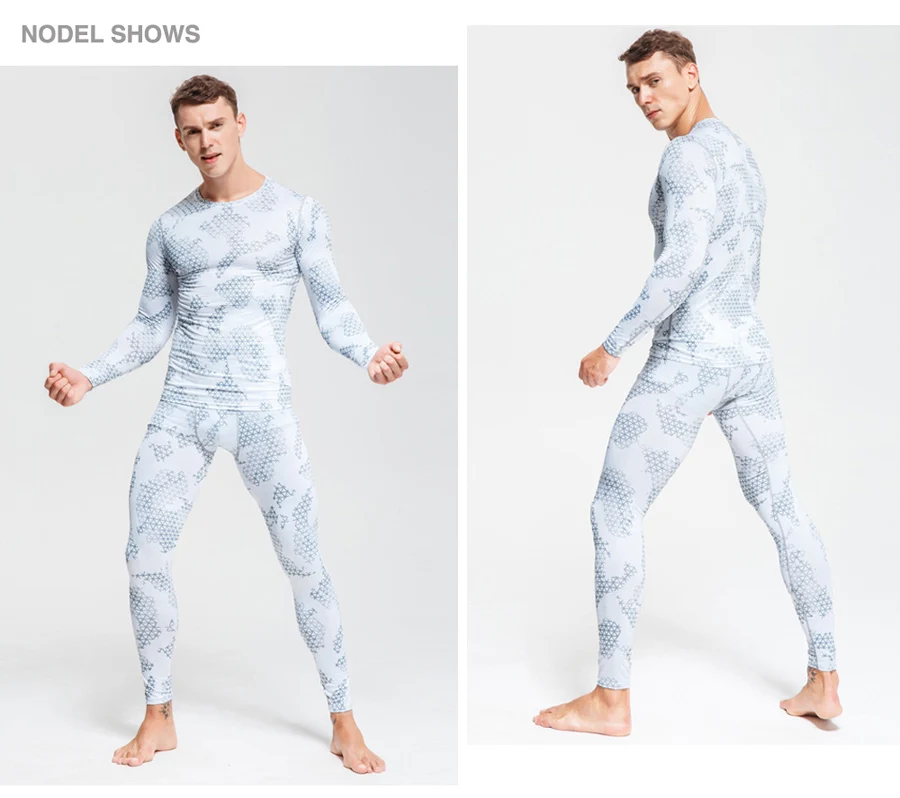Ensemble de sous-vêtements thermiques de compression pour hommes,survêtement de course,vêtements ...