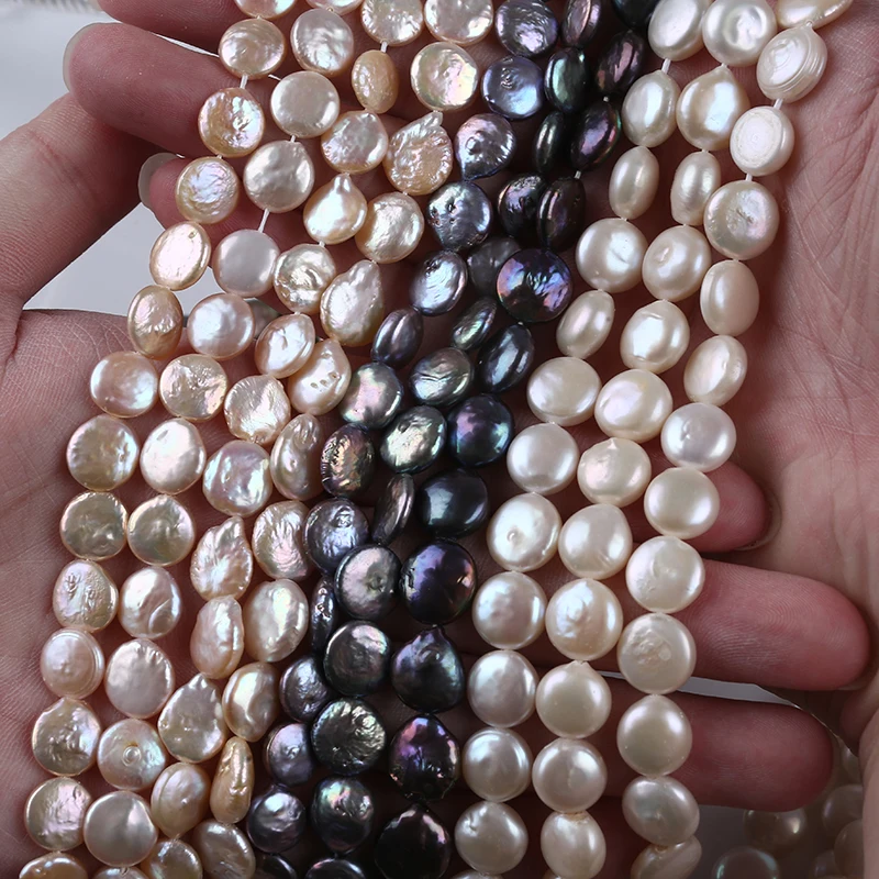 AA Wholesale Freshwater Button Coin Pearl 10 11mm Loose Beads 16'' For ...