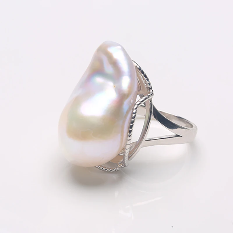 Sterling Silver Pearl Ring Light | Natural Pearl Ring | Pearl Ring ...