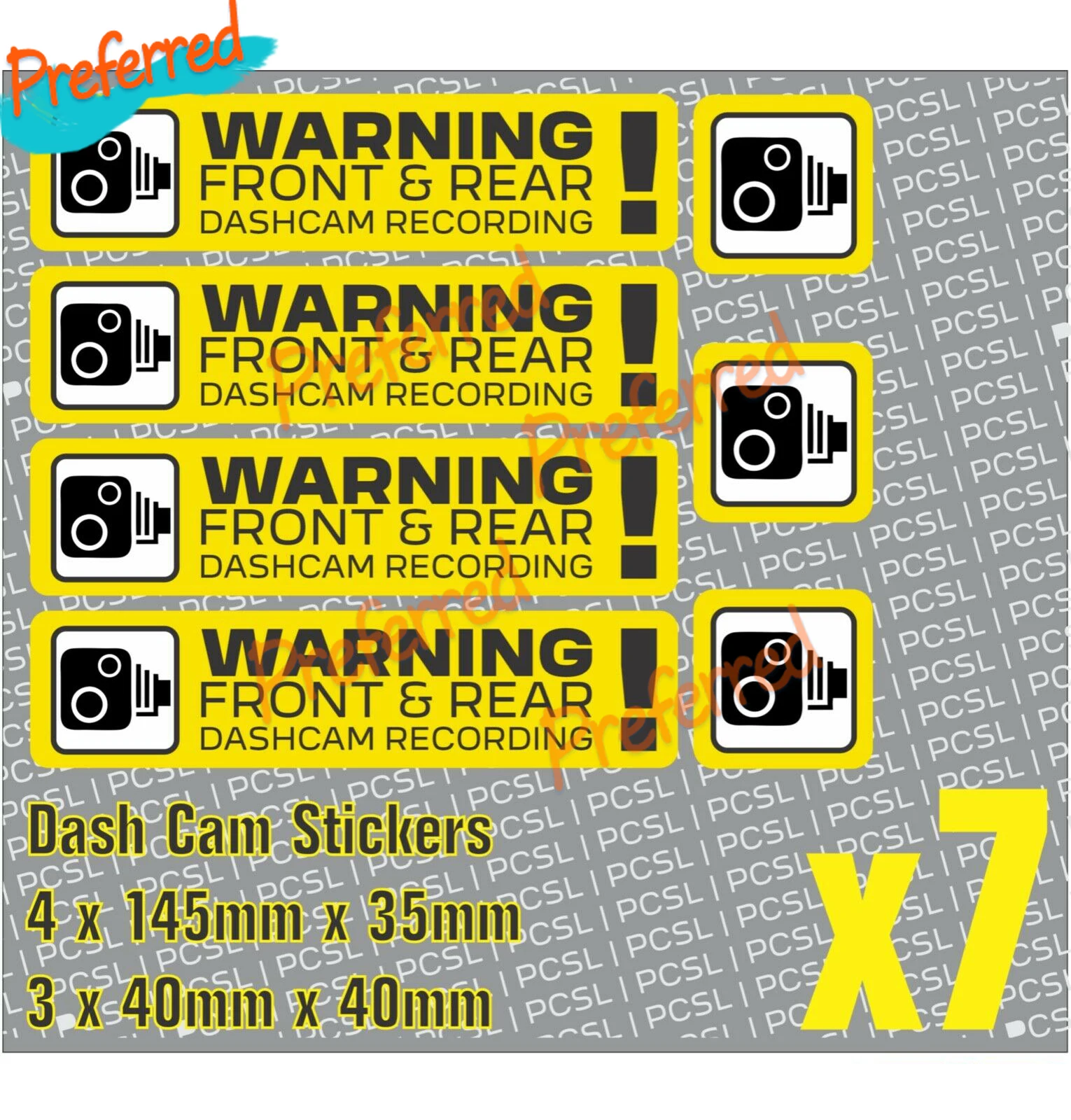 Dash Cam Warning Stickers