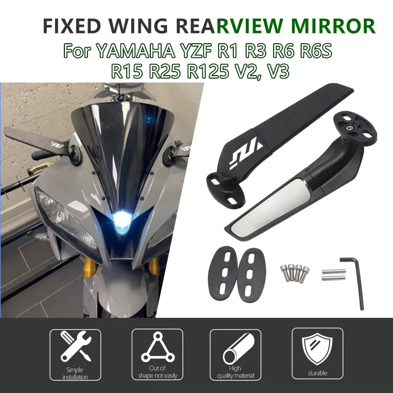For-YAMAHA-YZF-R6-R1-R25-R3-R125-R15-Motorcycle-Wing-Mirrors-Adjustable ...