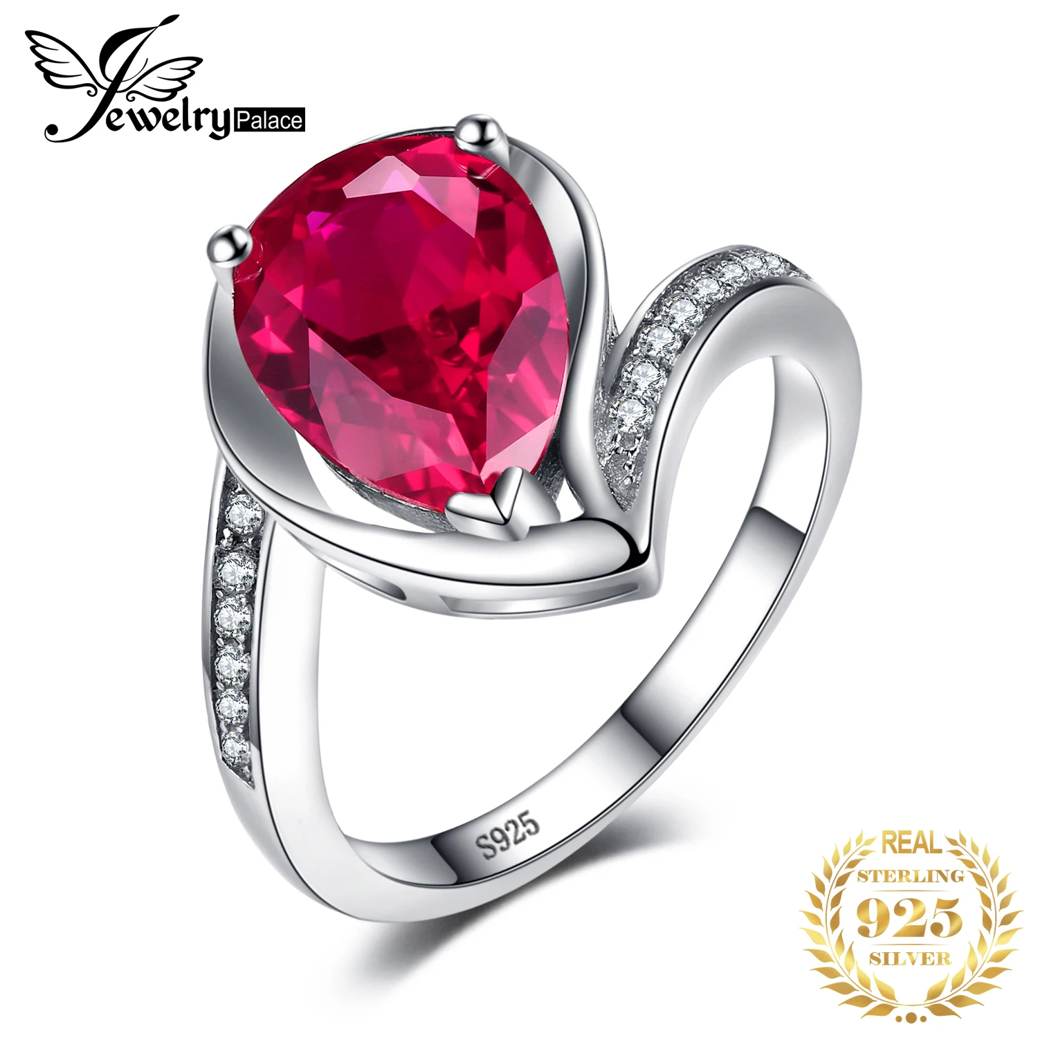 Jewelrypalace Water Drop 4.9ct Created Red Ruby 925 Sterling Silver ...