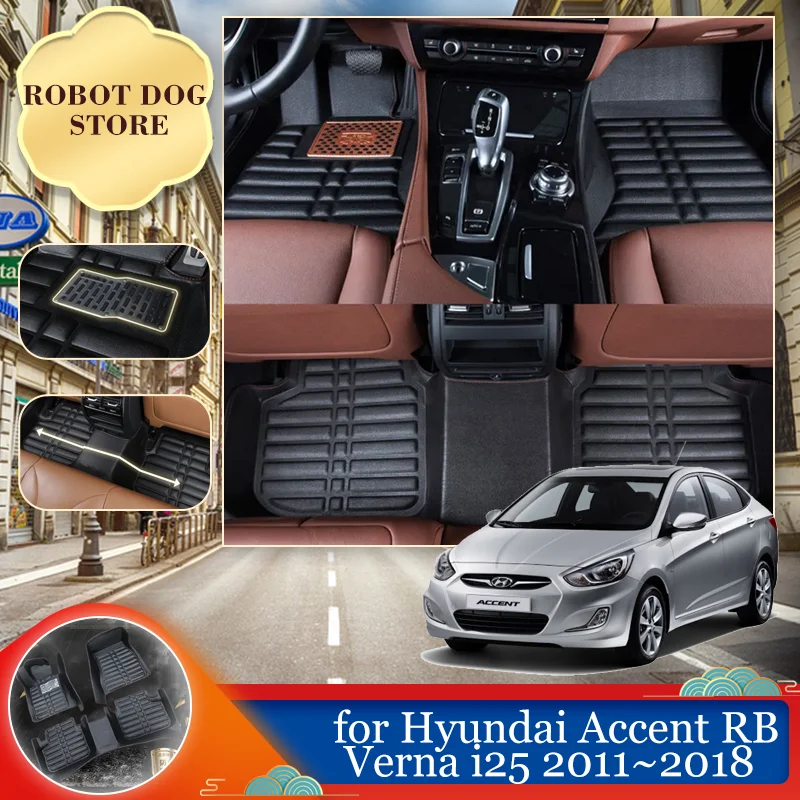 Car Leather Floor Mat for Hyundai Accent RB Verna i25 Solaris 2011 2018 Foot Liner Waterproof Carpet Pad Custom Rug Accessories AliExpress 34