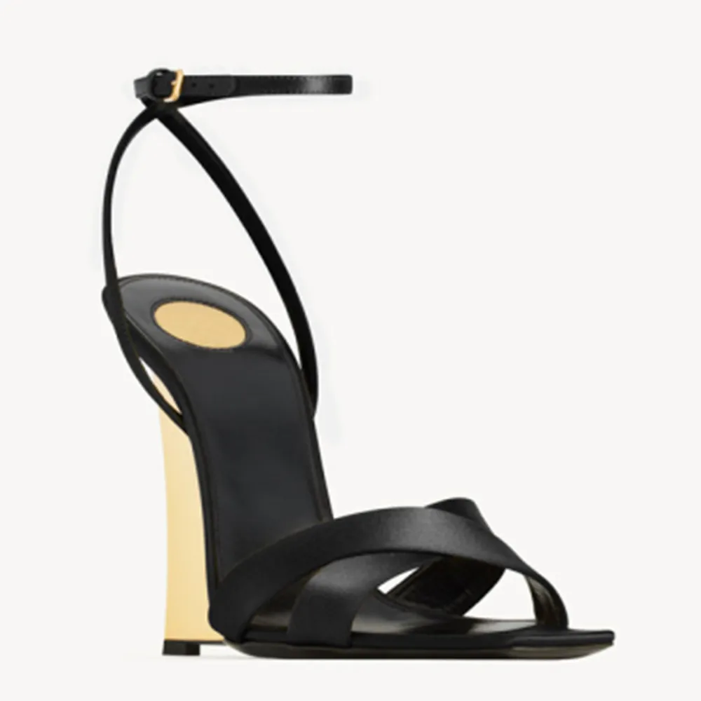 2025 Summer New Slope Heel Pointed High Heel Sandals Wedding Fashion ...