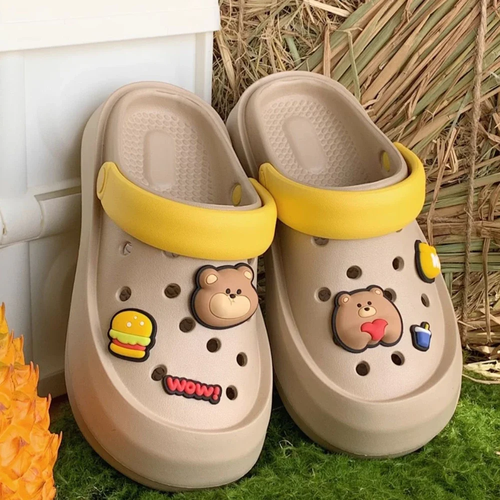 Hamburger-Bear-Summer-New-EVA-Thick-Sole-Perforated-Shoe-Women-Wearing ...