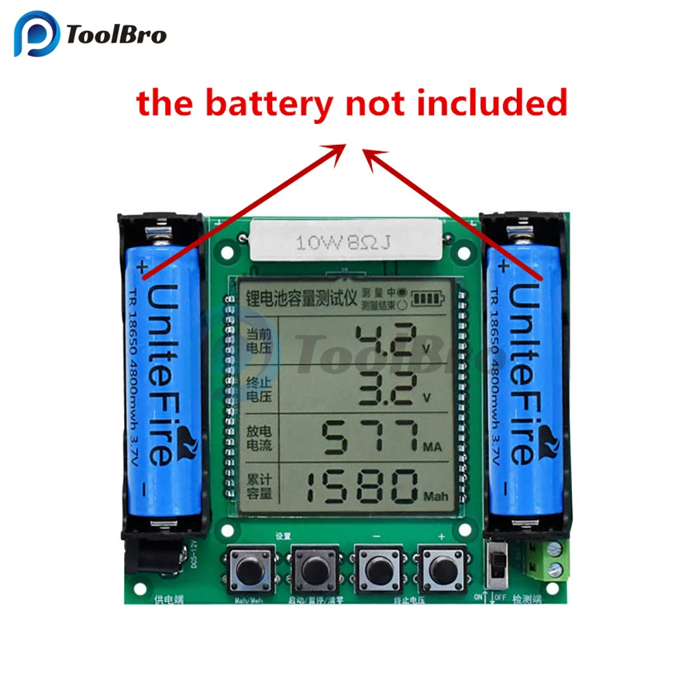 LCD Digital 18650 Lithium Battery Capacity Tester Voltage Current Meter ...