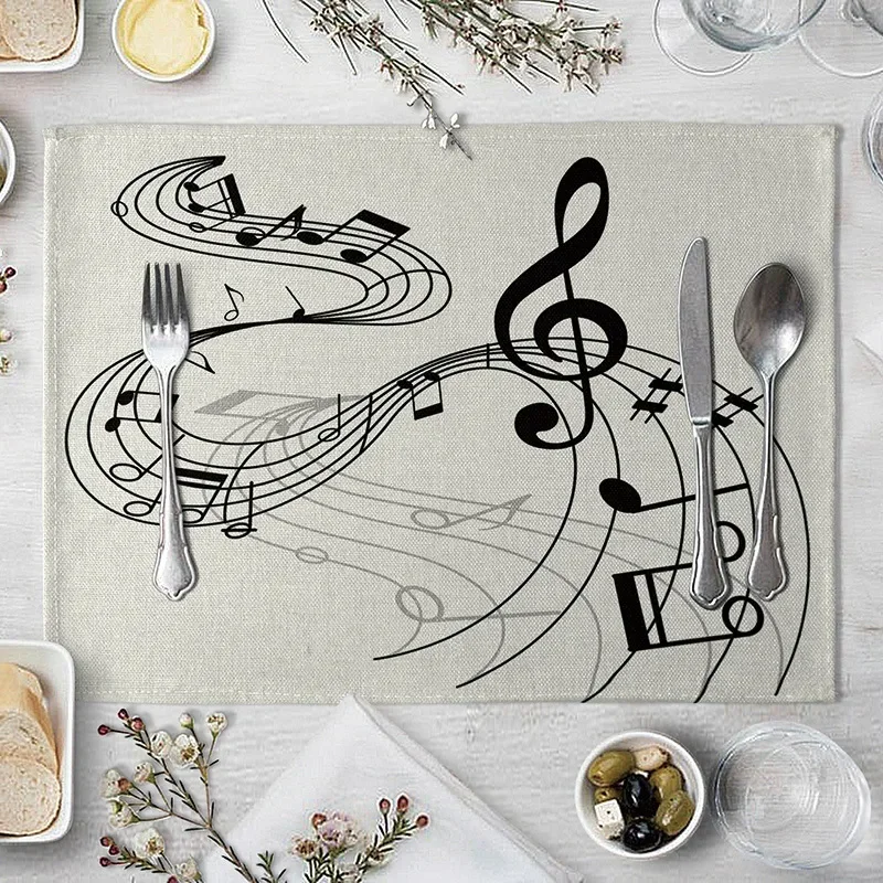 Linen-Dining-Table-Mats-Musical-Note-Placemats-Musical-Note-Place ...