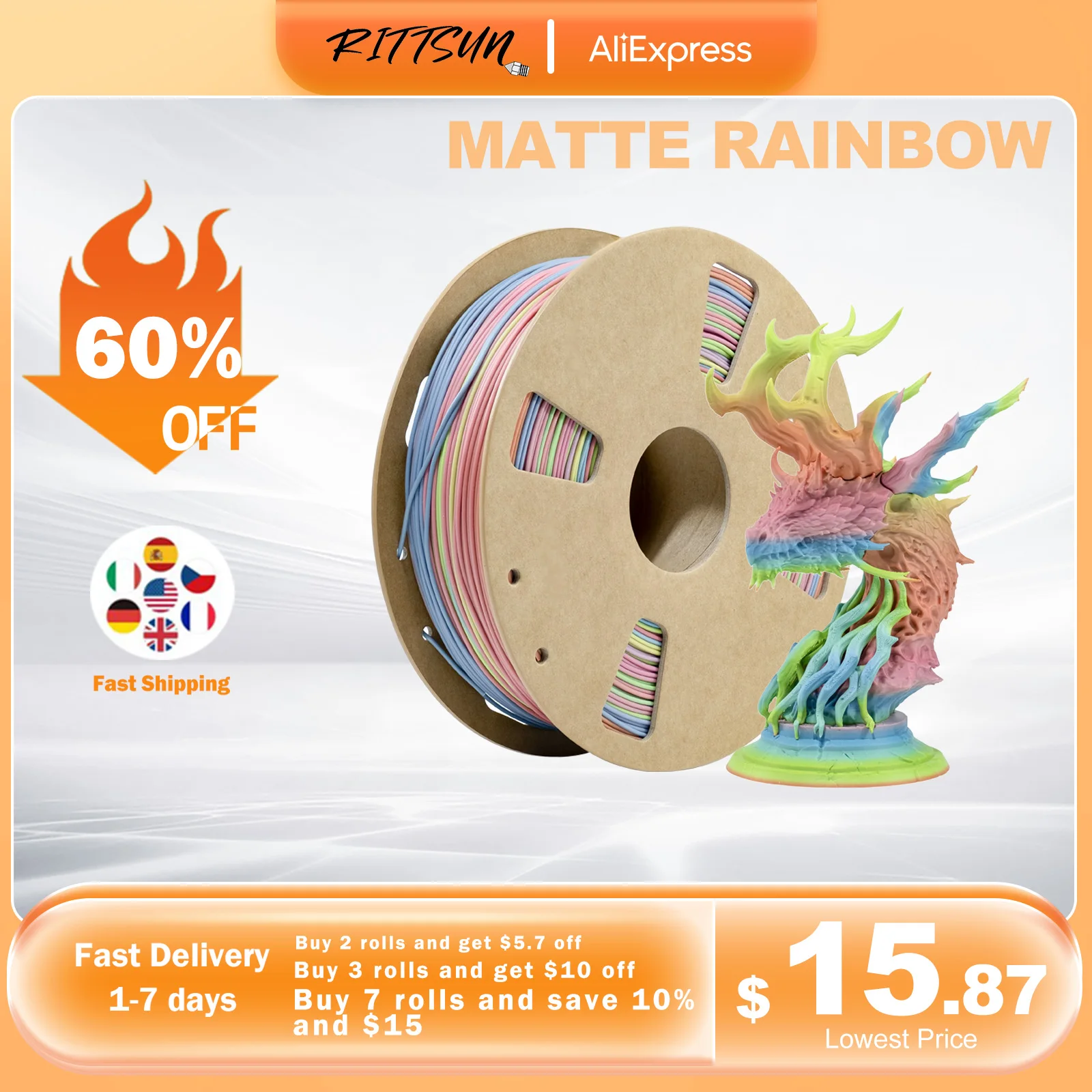 RITTSUN-Matte-Rainbow-PLA-Filament-For-3D-Printer-1KG-1-75mm-0-03 ...