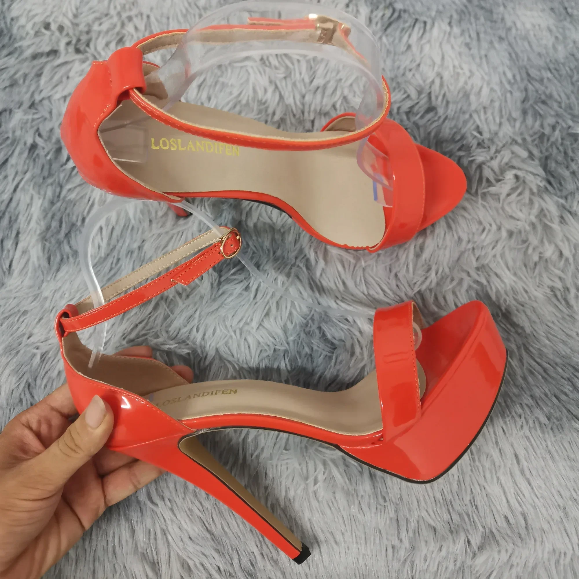 New Women Sandals Sexy 14cm Supper Flash High Heels Patent Leather Open ...