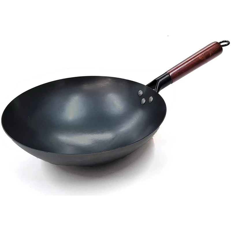 32/34/36cm Iron Woks Stir Fry Pan Chinese 100% Hand Hammered Wok Non ...