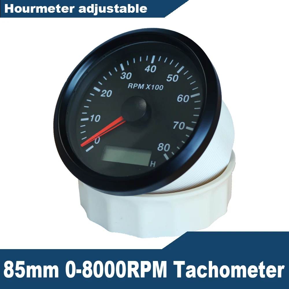 New 85mm Waterproof Auto Marine Tachometer with LED Hourmeter ...
