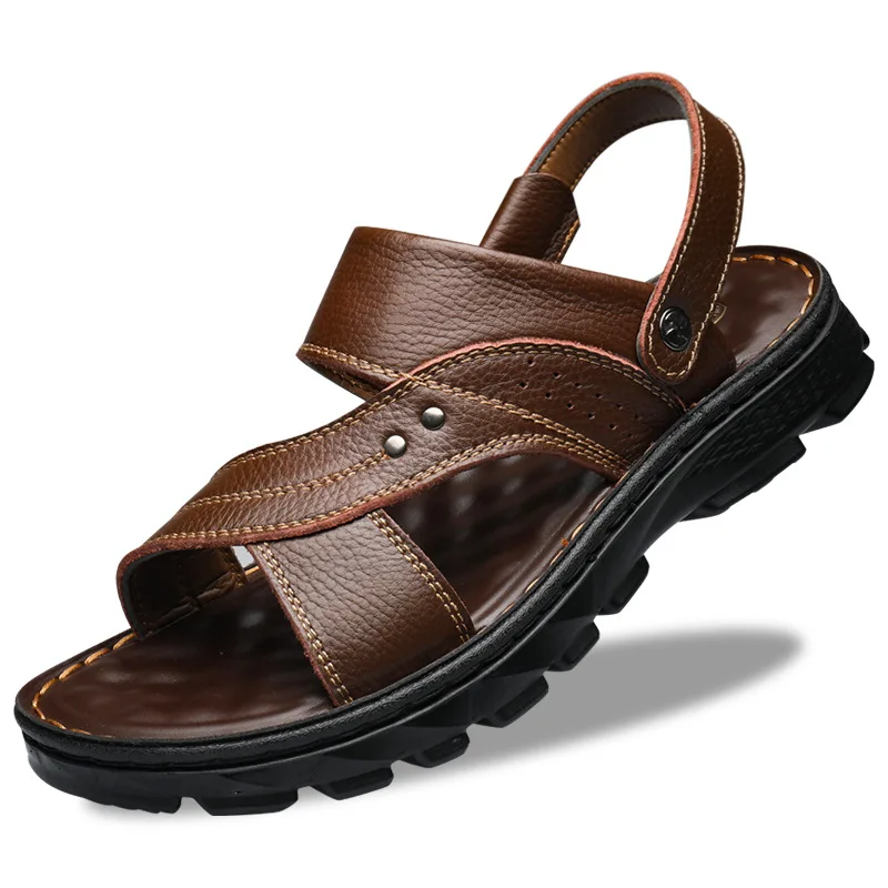 Men-s-sandals-new-summer-leather-sandals-double-soled-middle-aged-dad ...