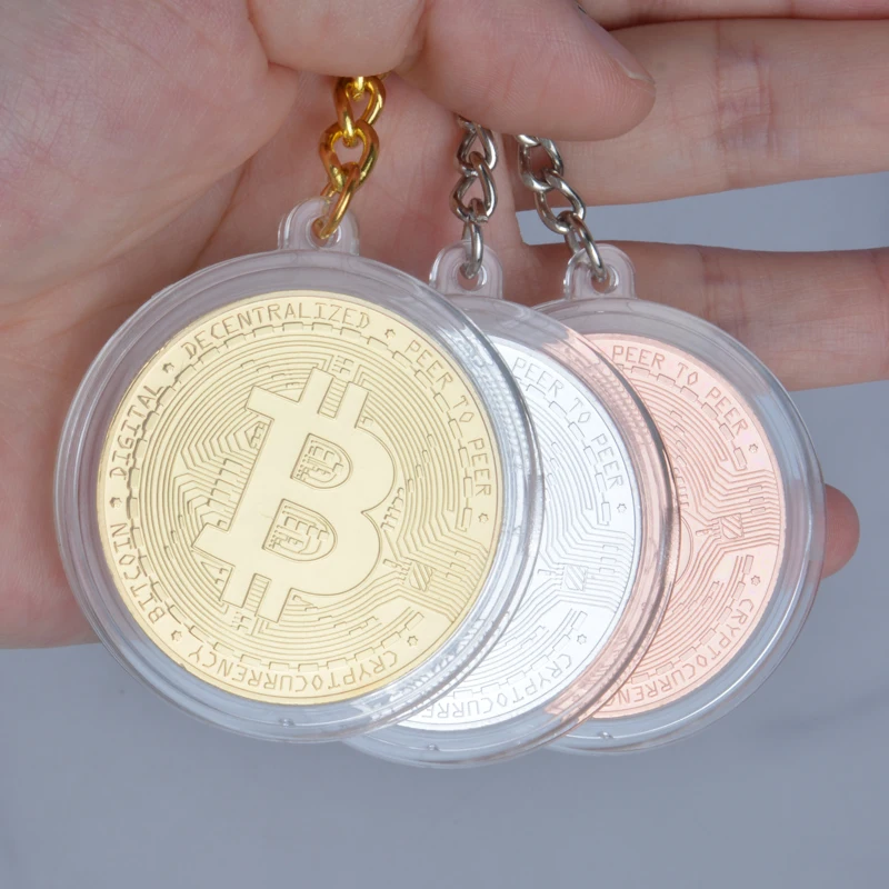 BitCoin-Keychain-Physical-Commemorative-Keyring-Metal-Bit-Coin-with ...