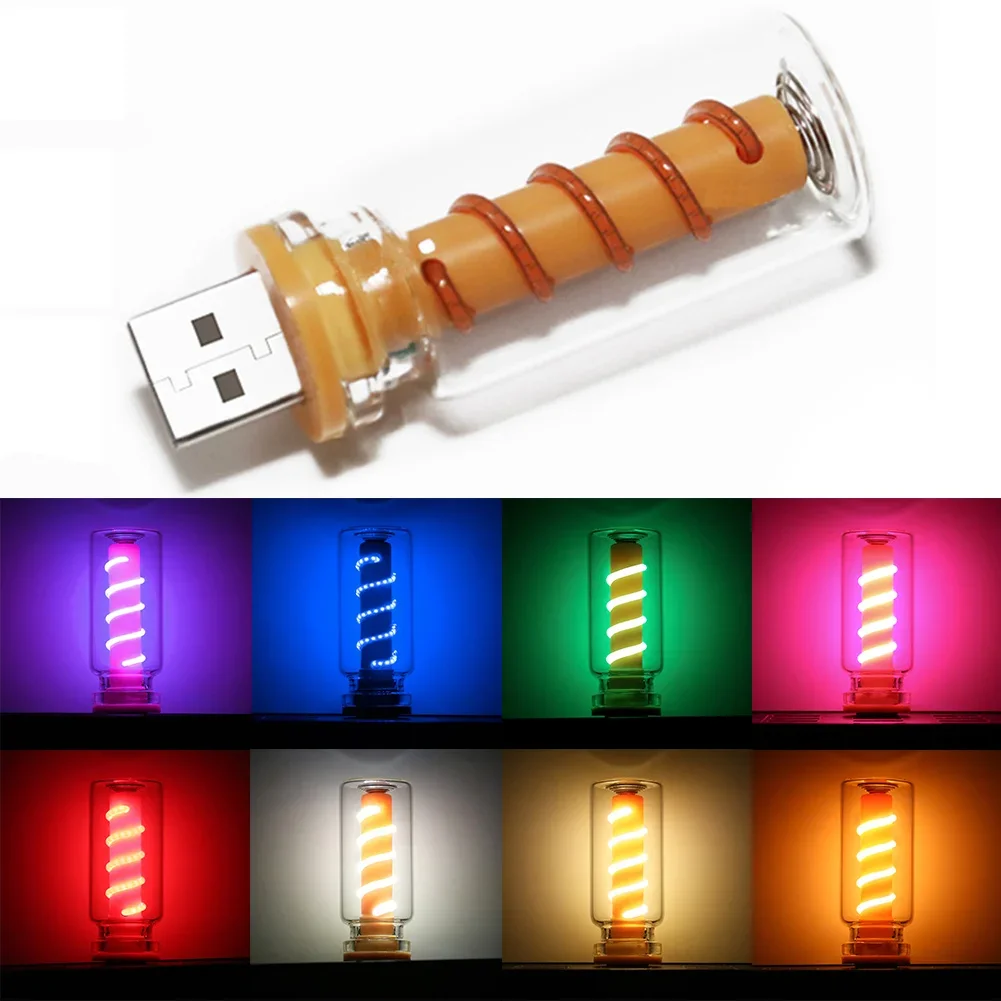 Car USB LED spiral Filament Touch Dimming Bulb 5V Retro LED Bulbs 1W ...