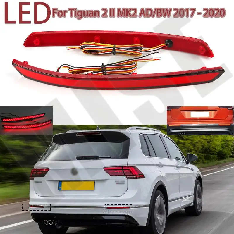 LED Car Rear Bumper Reflectors Light For VW Volkswagen Tiguan L SUV ...